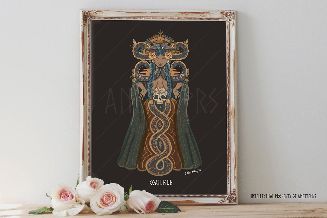 Art Poster Print - Coatlicue Goddess Aztec Mythology Serpent Snake ...