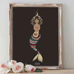 Art Poster Print - Sedna Goddess Inuit Mythology Sea Animals Mermaid ...