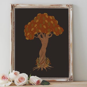 Art Poster Print - Oak God Tree Autums Druid Shaman Floral Divine ...