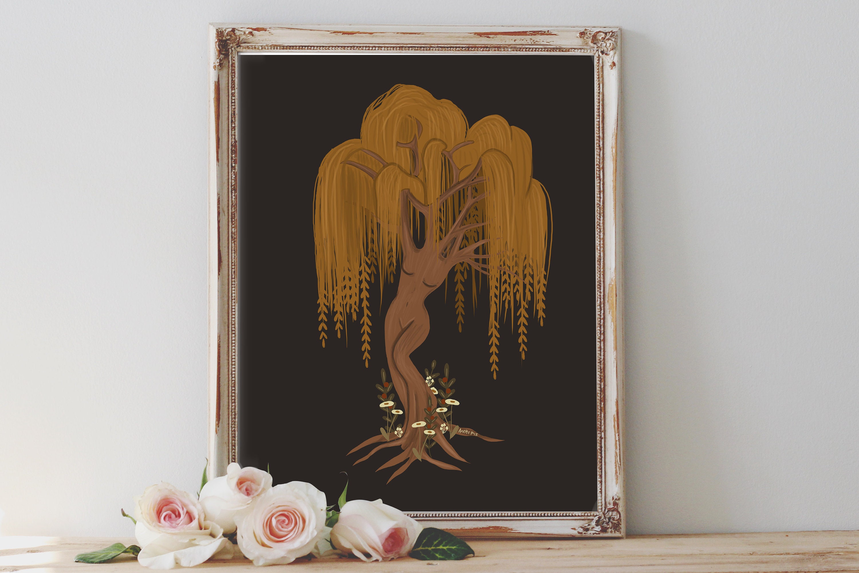 Art Poster Print - Willow Goddess Tree Autums Druid Shaman Floral ...