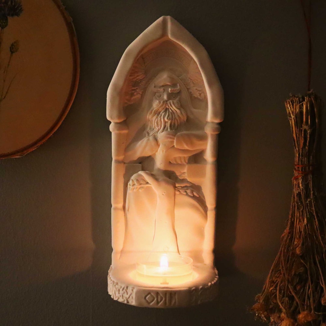 Odin Wall Shrine Norse Mythology Candle Holder Handmade in Estonia - Etsy