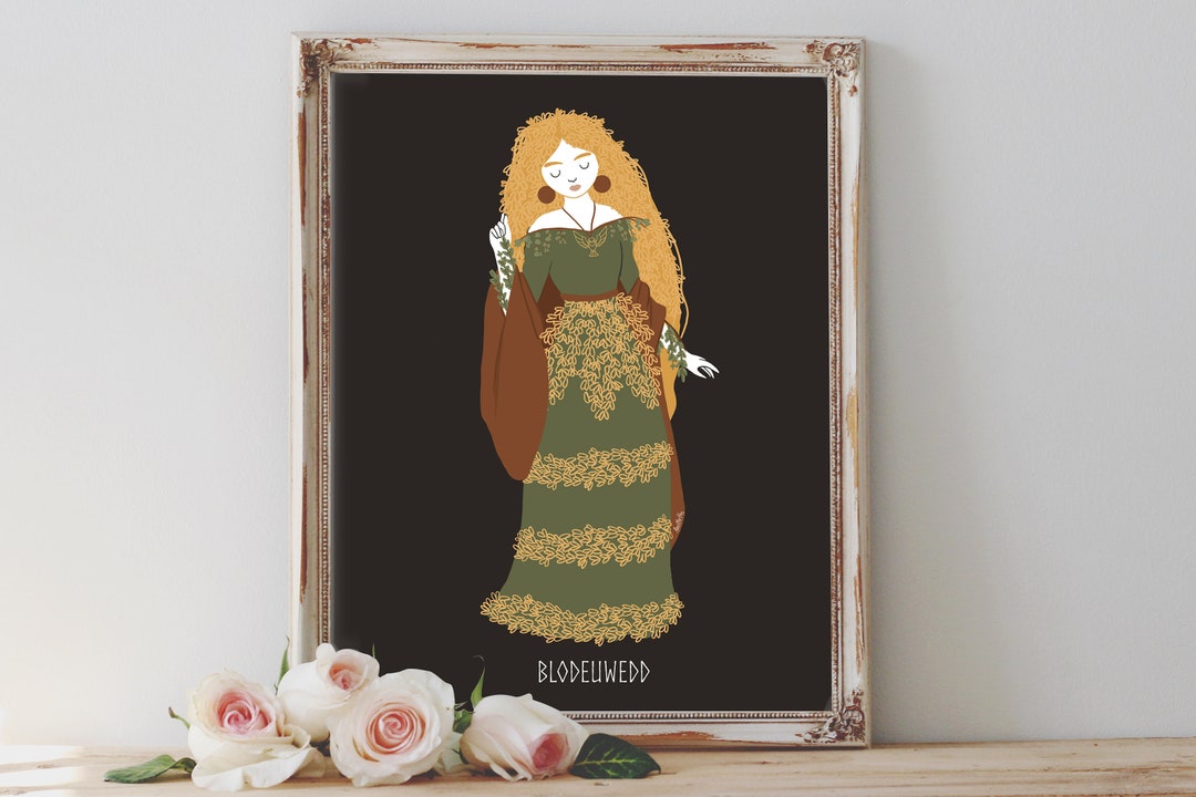 Art Poster Print - Blodeuwedd Goddess Welsh Mythology Floral Celtic ...