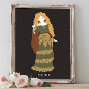 Art Poster Print - Blodeuwedd Goddess Welsh Mythology Floral Celtic ...