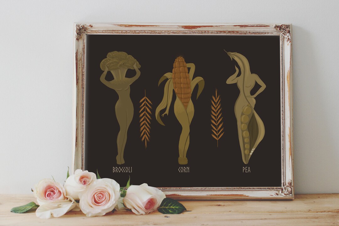 Art Poster Print - Pin up Vegetables Broccoli Corn Pea Produce Aesthetic Psychedelic Pagan ...