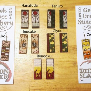 Slayer of Demons Hanafuda Cross Stitch Dangle Drop Earrings - Etsy