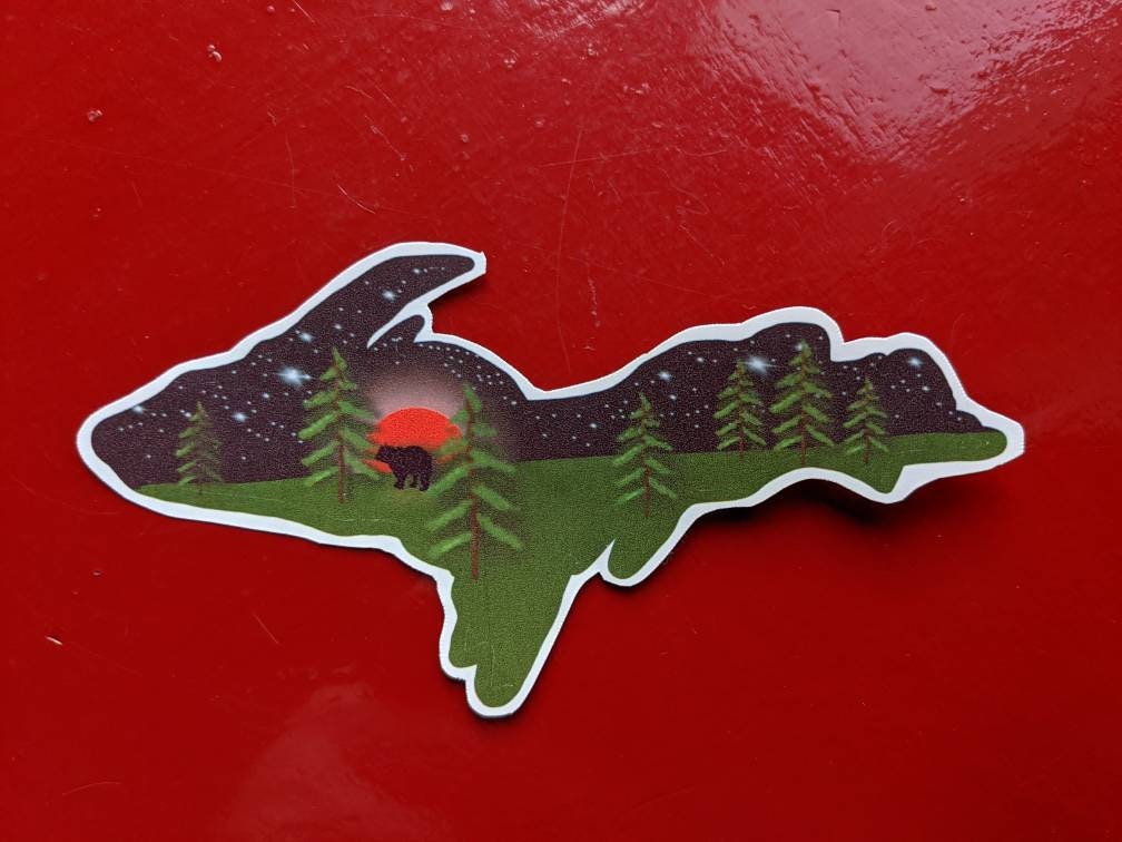 Michigan's UP Stickers Camping in the Northern Lights - Etsy