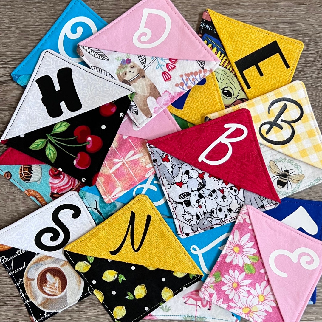 Personalized Corner Bookmark, Cotton Page Marker With Initial, Custom ...