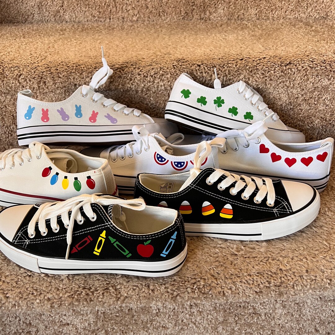 Festive Footwear Canvas Shoes for Holidays valentine's, St. Patrick's ...