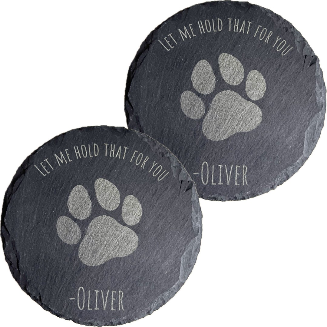 Personalized Paw Print Slate Coaster: Custom Pet Name Drink Coaster - Etsy