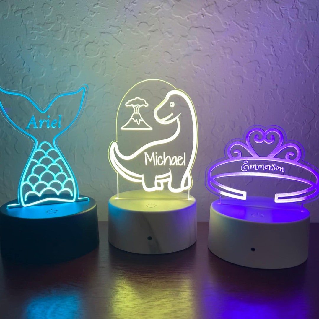 Personalized Kids Night Light: Custom Name, Remote Control Base - Etsy