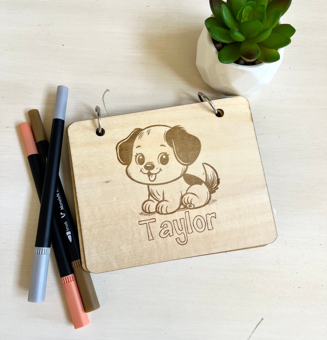 Wooden Coloring Book - Puppies and Kittens Theme | Personalized ...