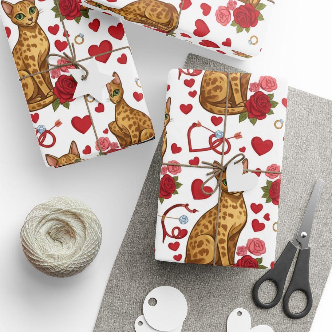 Bengal Cat Wrapping Paper, Valentine's Day Gift Wrap, Anniversary ...