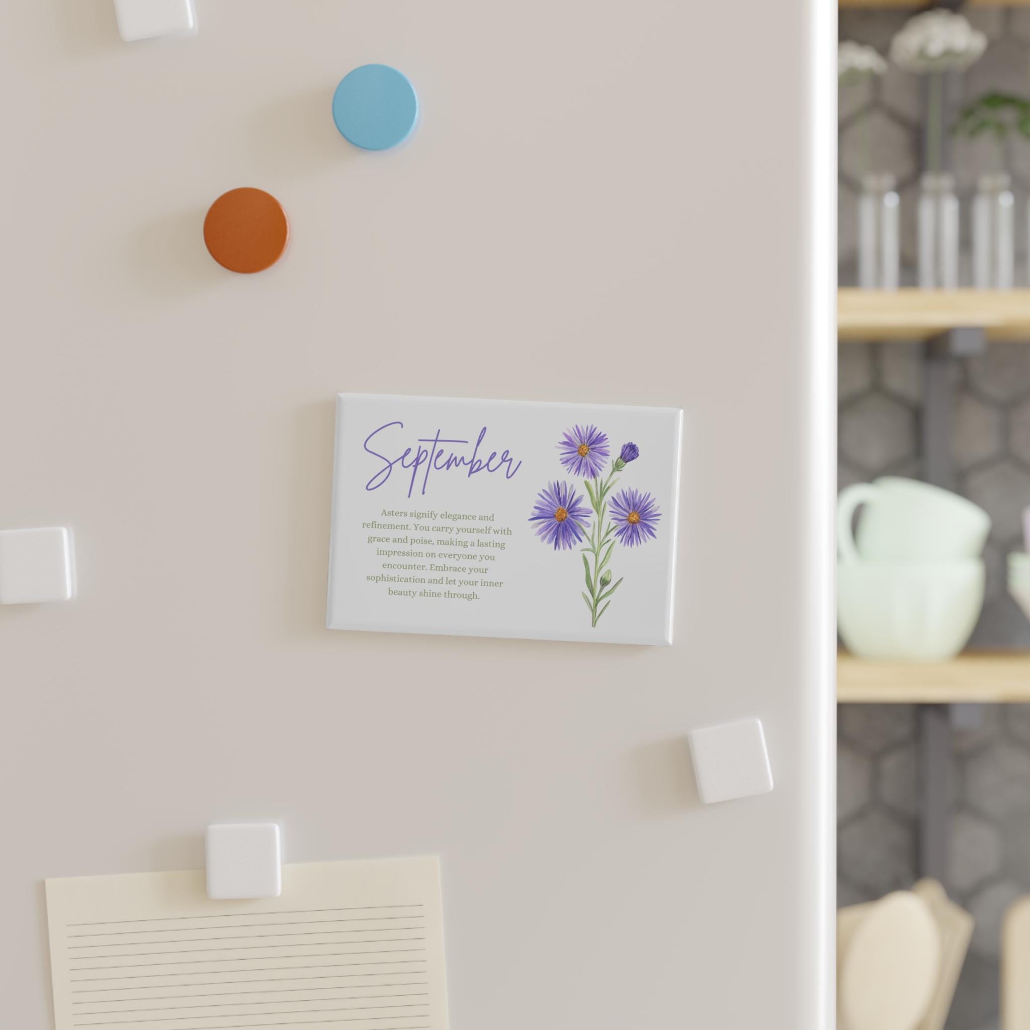 September Birth Month Flower Magnet, Purple Aster Gift, Coworker ...