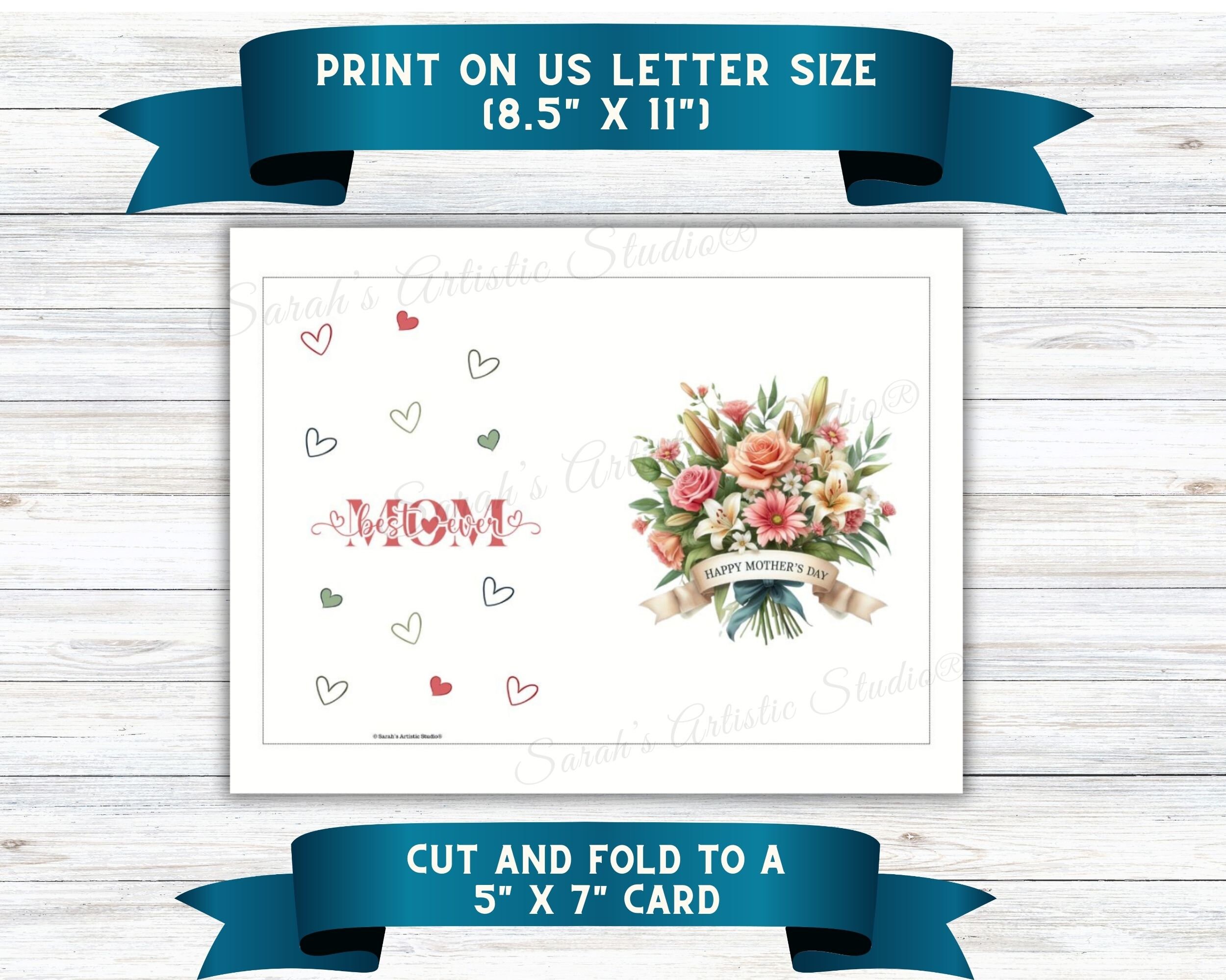 Happy Mothers Day Printable Card, INSTANT Download, Blank Inside to ...