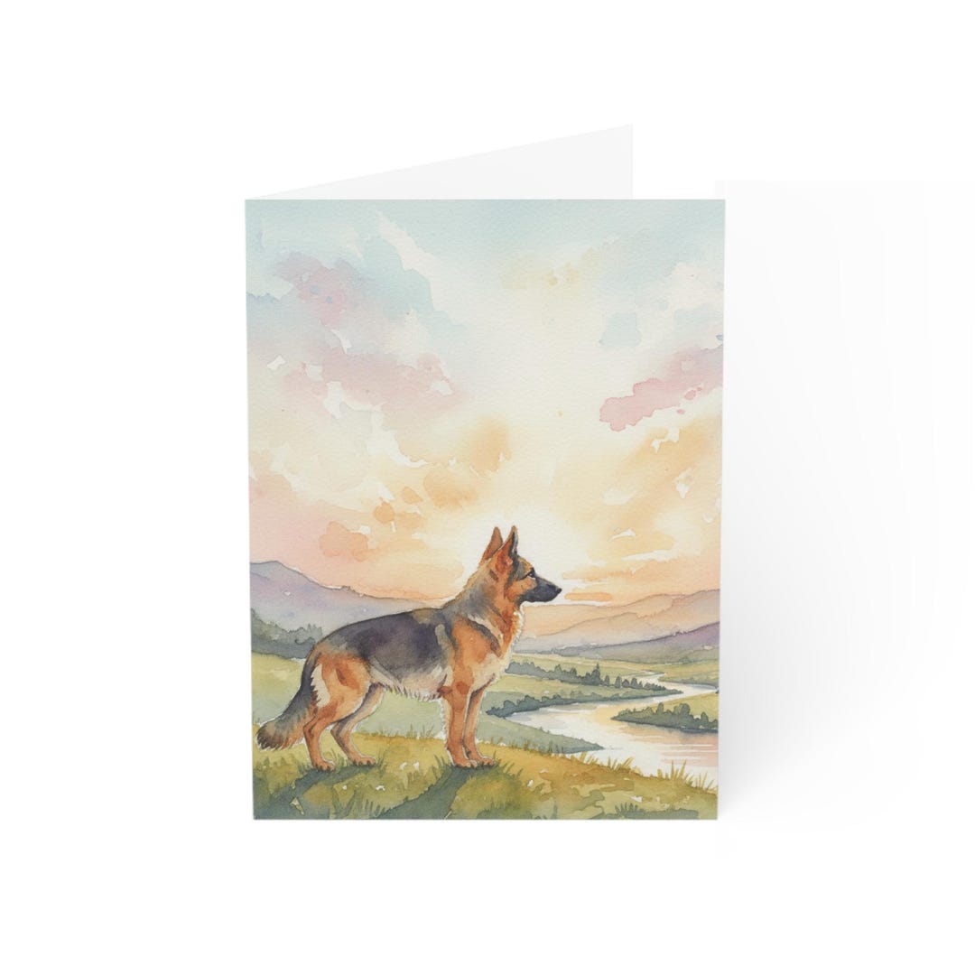 German Shepherd Greeting Card, Blank Inside, Watercolor Dog Card for ...
