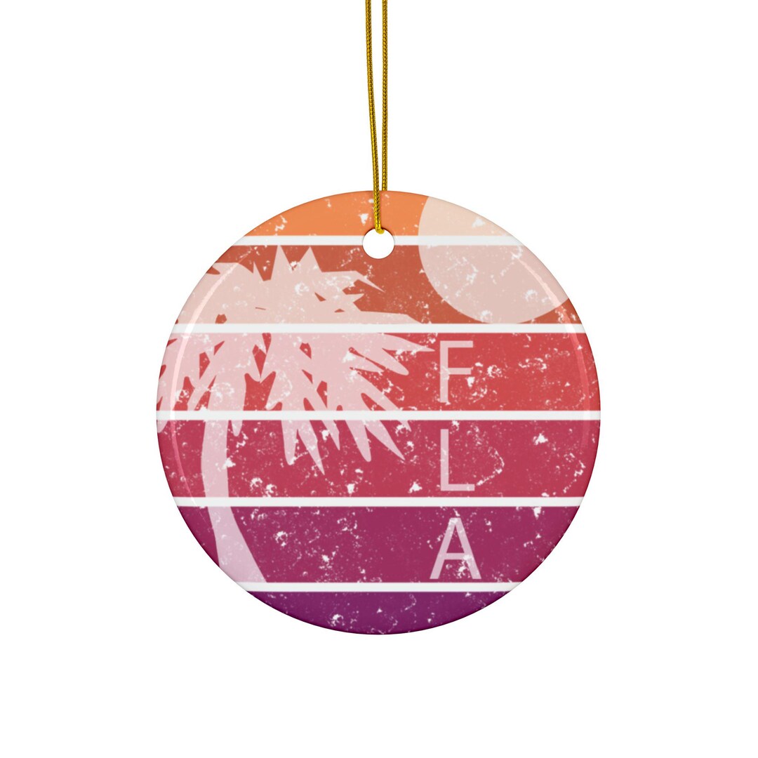 Beautiful Retro FLA Tropical Sunset Ornament, 1pc 2-side Print, Calm ...
