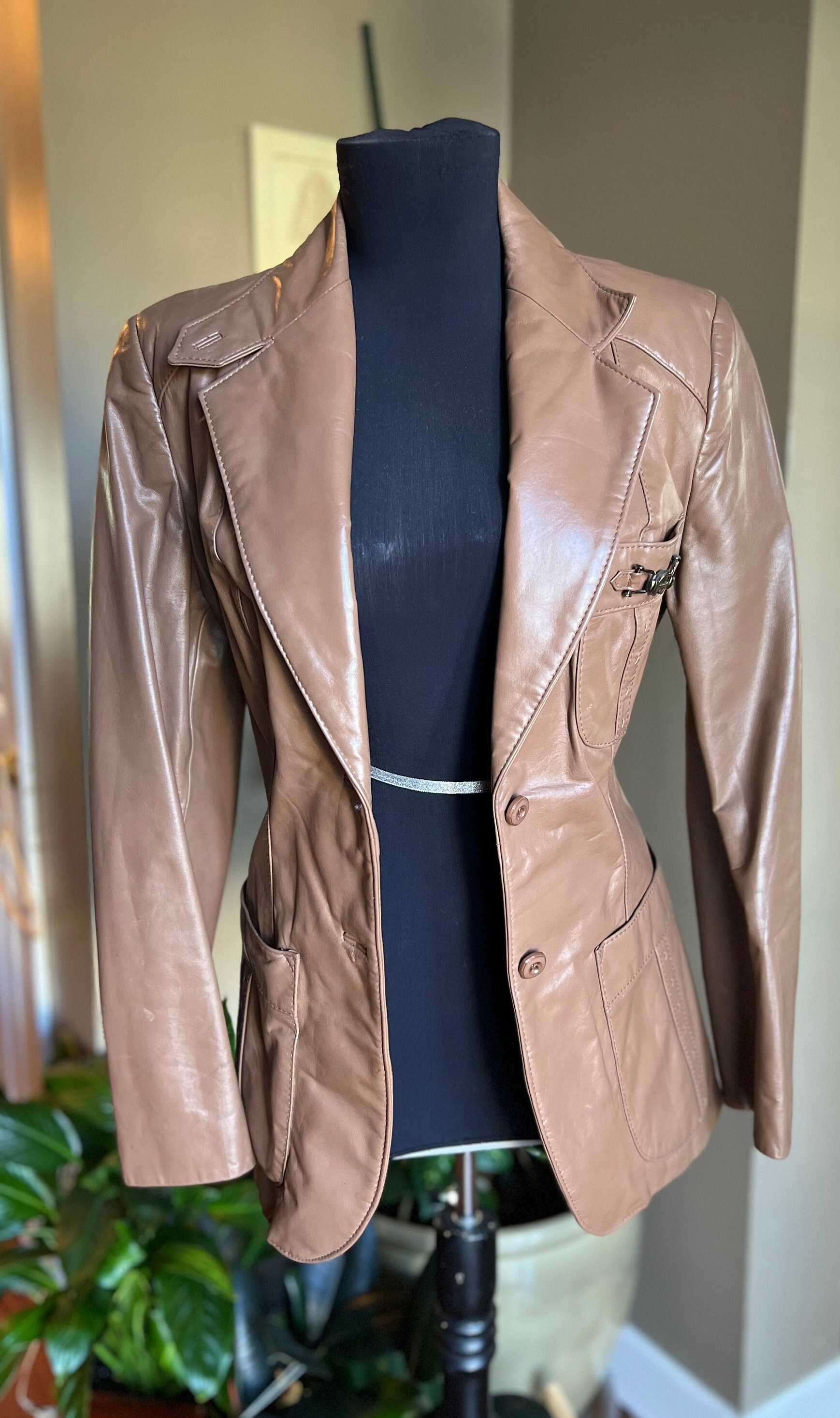 80s Tan Etienne Aigner Leather Jacket/ Modern Day Small - Etsy