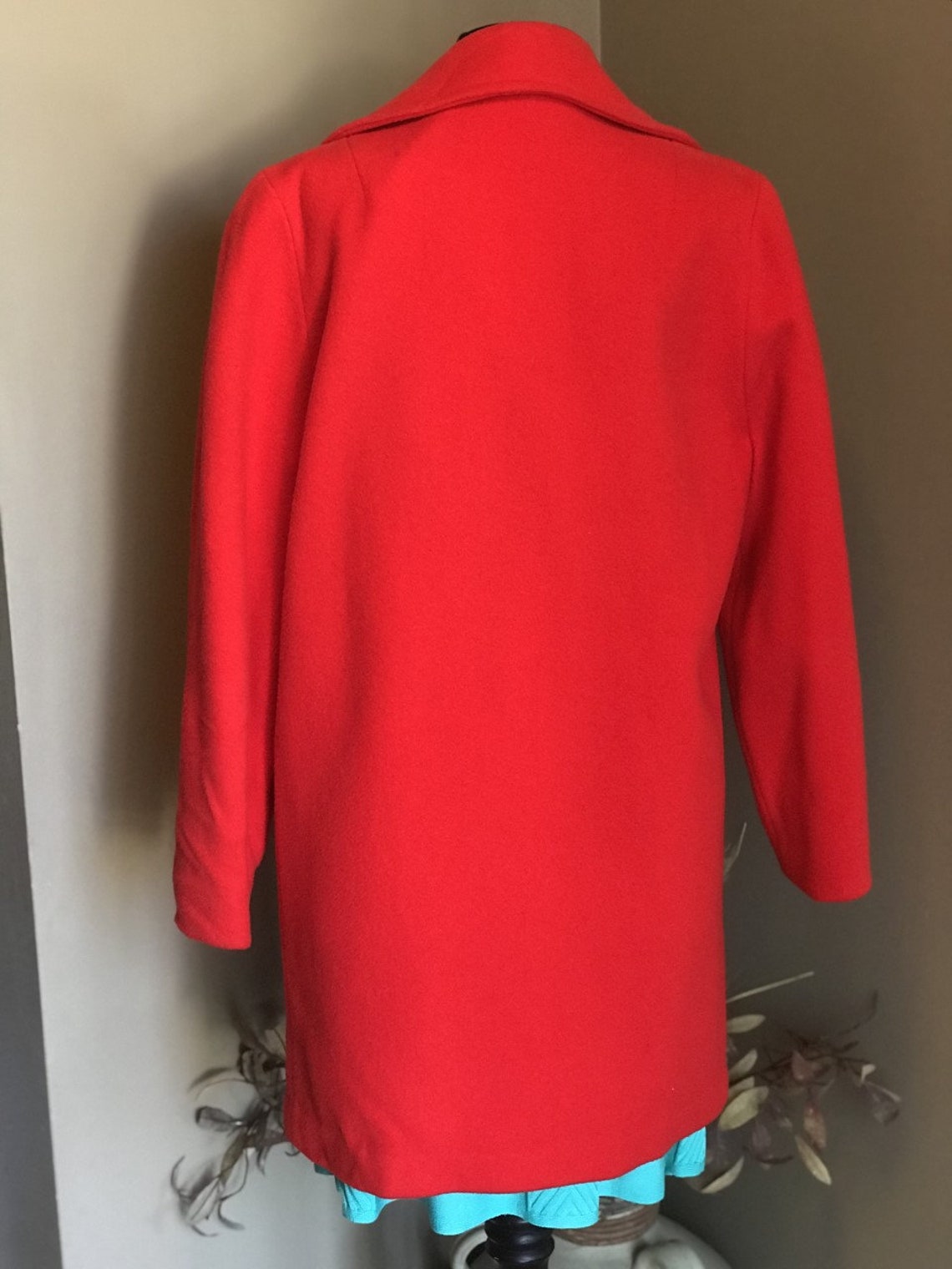 70s Red Wool Penguin Fashions Coat With Leopard Lining/ M. Liman Co ...