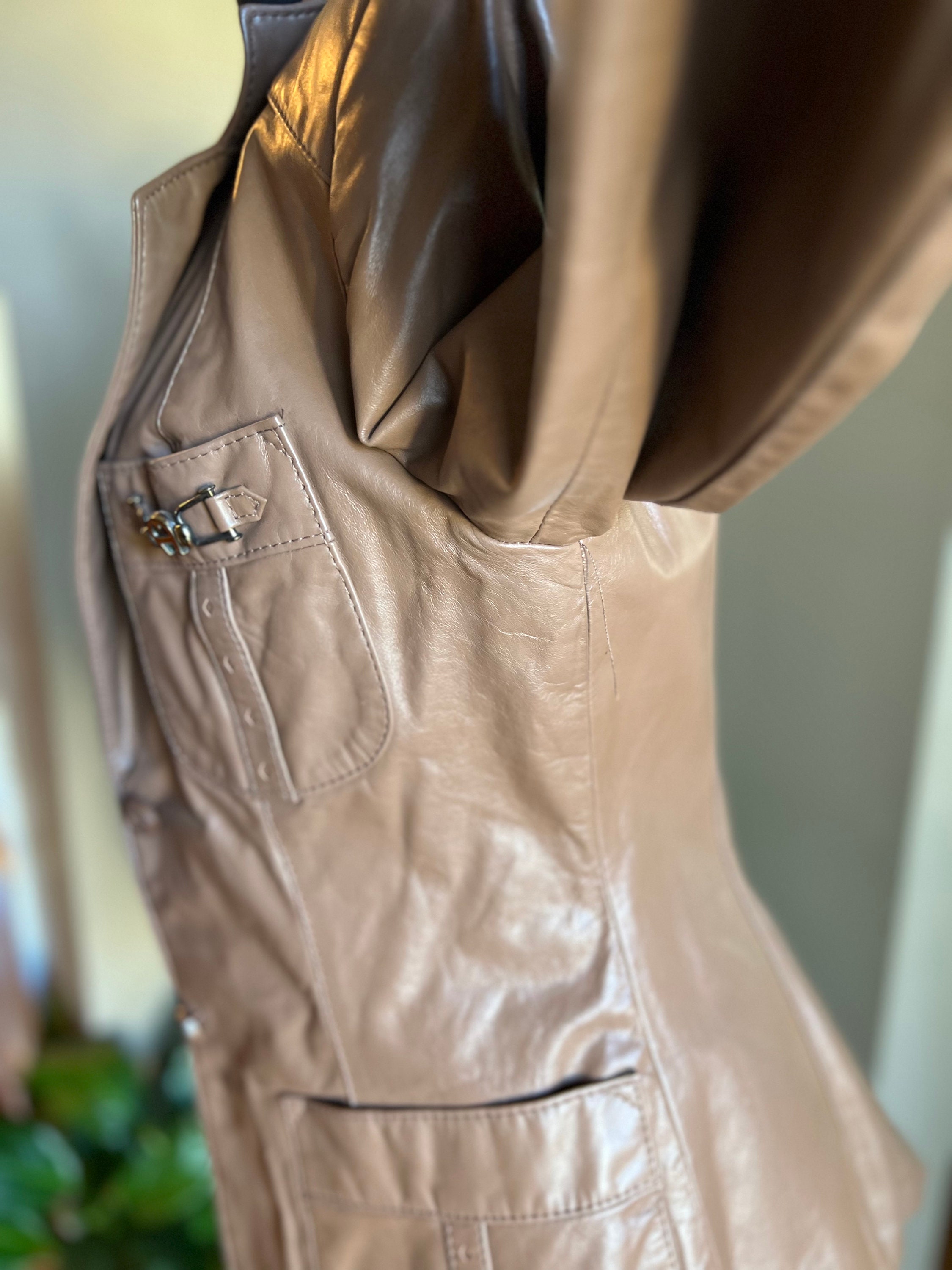 80s Tan Etienne Aigner Leather Jacket/ Modern Day Small - Etsy