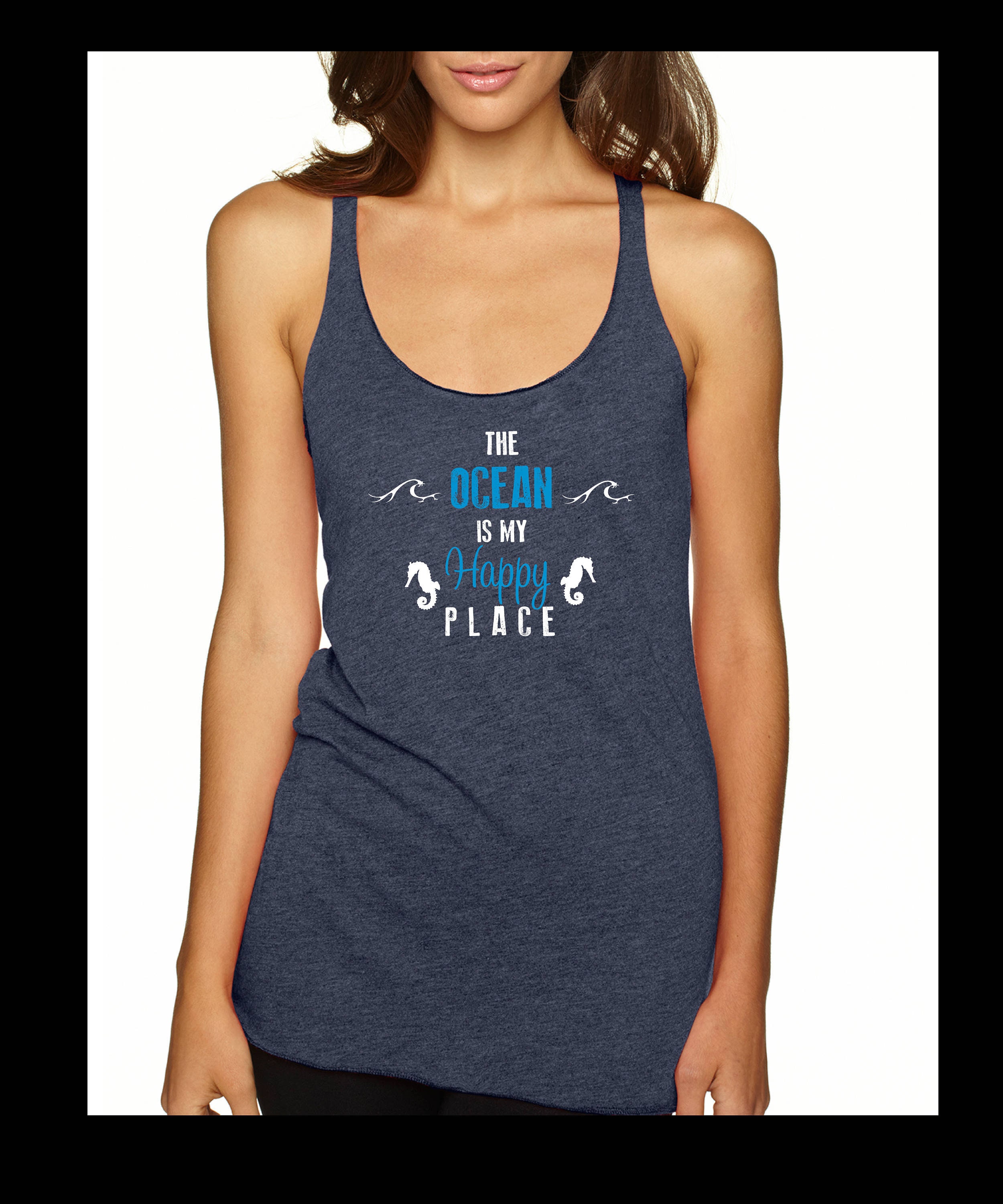 The Ocean is My Happy Place Workout Ladies Racerback Tank, Ladies ...