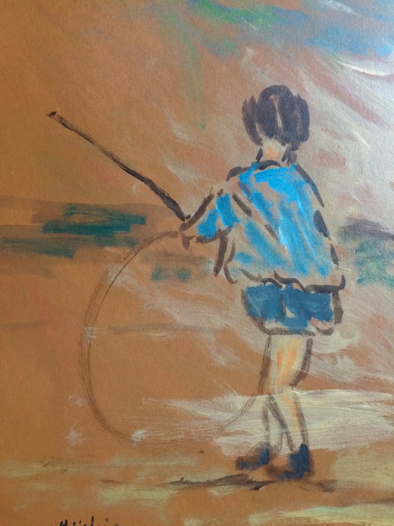 Henry Saint-clair 1899-1990 boy With a Hoop Original Pastel 50x60cm - Etsy