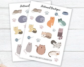 Funny Cats Life Planner Sticker Set, Planner Stickers, Monthly Sticker ...