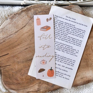 Fall Into Reading Autumn Bookmark, Laminated Bookmark, Bibliophile ...