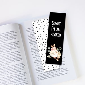 Sorry I'm All Booked Bookmark, Bookstagram, Bookmark, Literary Bookmark ...