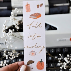 Fall Into Reading Autumn Bookmark, Laminated Bookmark, Bibliophile ...