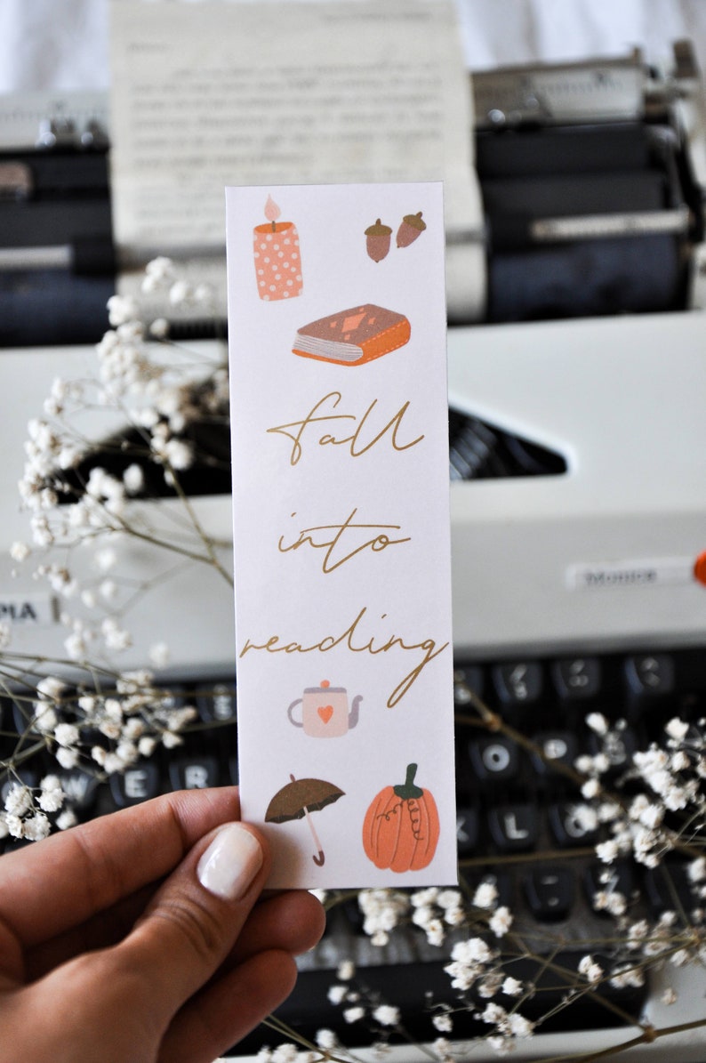 Fall Into Reading Autumn Bookmark Laminated Bookmark - Etsy