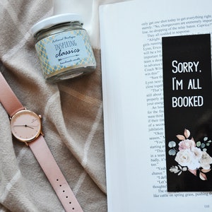 Sorry I'm All Booked Bookmark, Bookstagram, Bookmark, Literary Bookmark ...