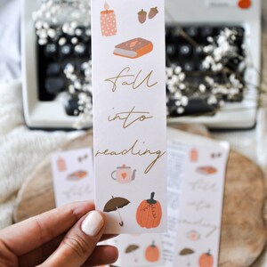 Fall Into Reading Autumn Bookmark, Laminated Bookmark, Bibliophile ...
