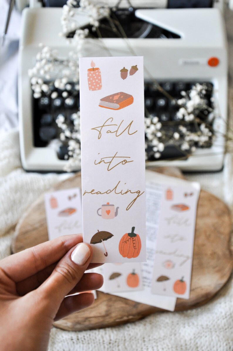 Fall Into Reading Autumn Bookmark Laminated Bookmark - Etsy