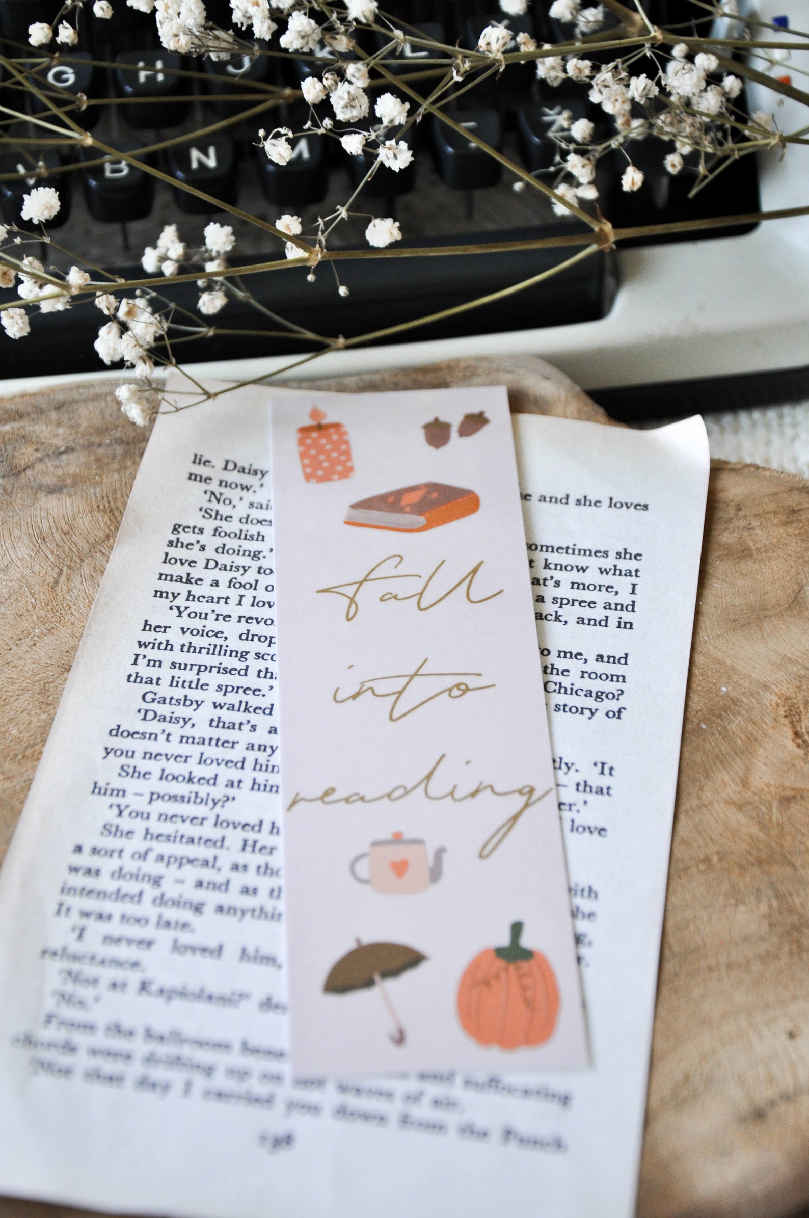 Fall Into Reading Autumn Bookmark Laminated Bookmark - Etsy