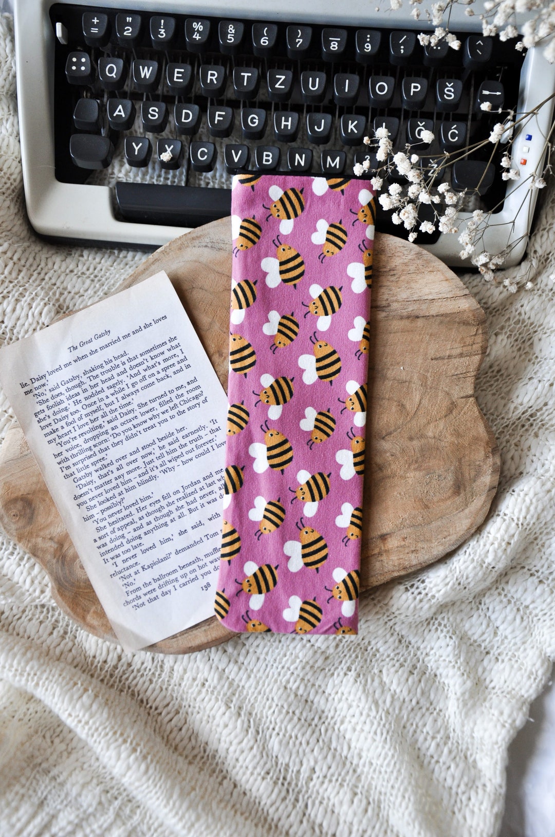 Pink Bees Bookmark Keeper Bookmark Sleeve Bookmark Bag - Etsy