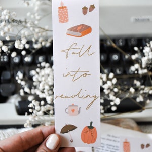 Fall Into Reading Autumn Bookmark, Laminated Bookmark, Bibliophile ...