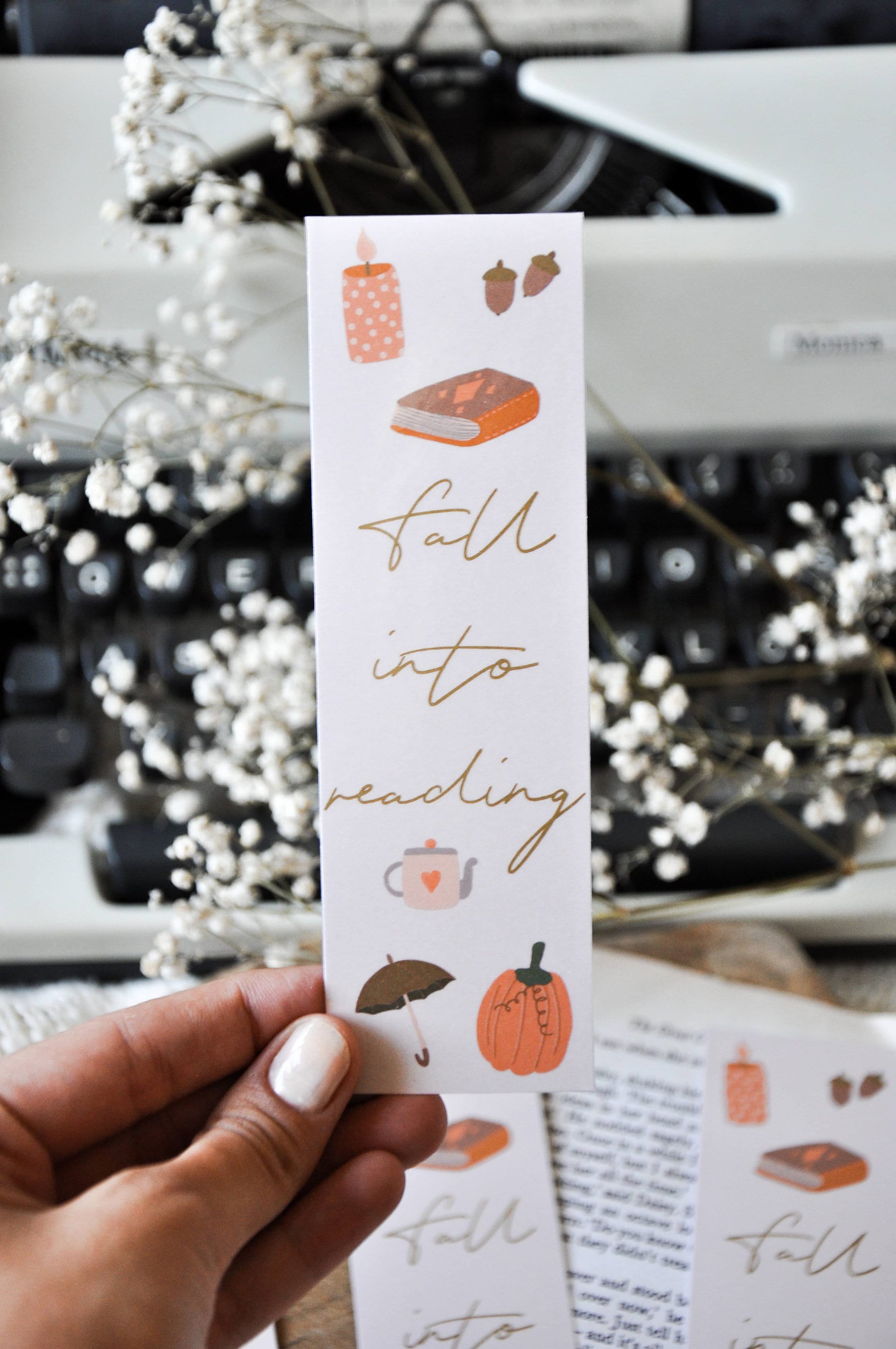 Fall Into Reading Autumn Bookmark Laminated Bookmark | Etsy