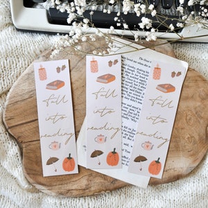 Fall Into Reading Autumn Bookmark, Laminated Bookmark, Bibliophile ...
