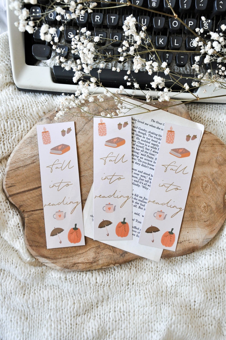 Fall Into Reading Autumn Bookmark Laminated Bookmark - Etsy