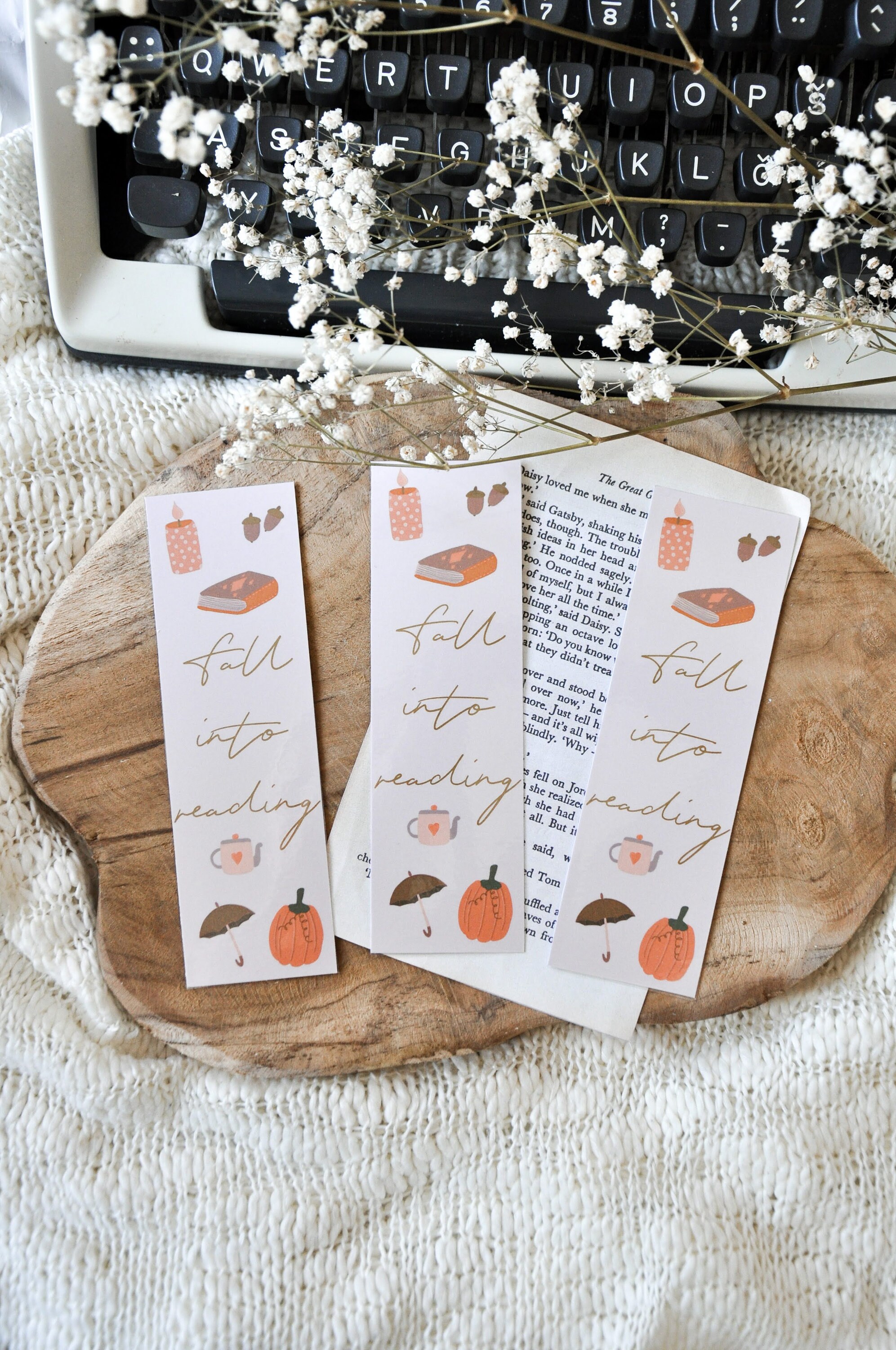 Fall Into Reading Autumn Bookmark Laminated Bookmark | Etsy