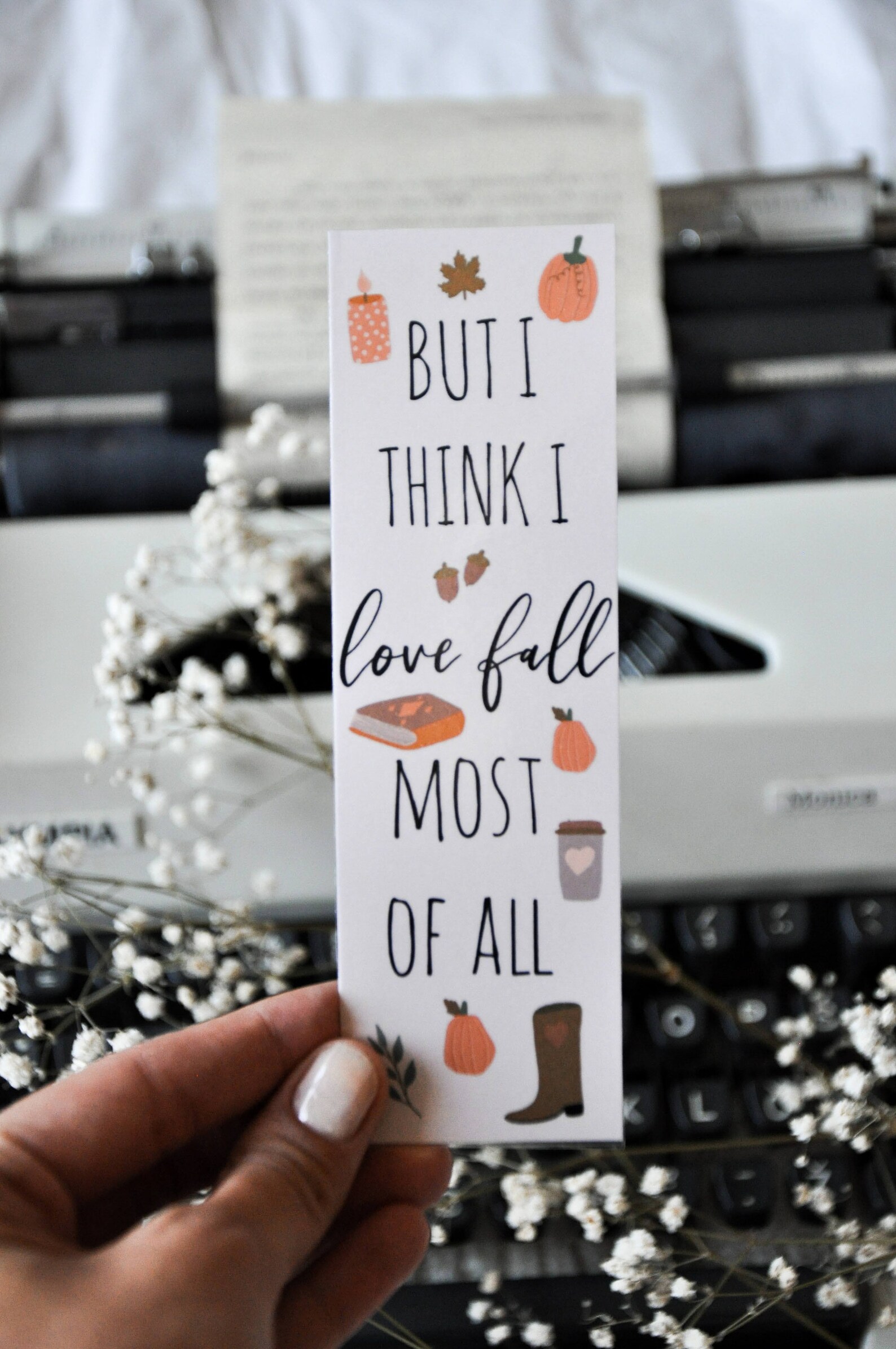 I Love Fall Autumn Bookmark Laminated Bookmark Bibliophile | Etsy