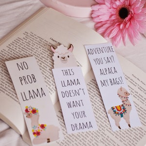 Drama Llama Bookmark, Laminated Bookmark, Bibliophile, Bookish Gift ...