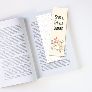 Sorry I'm All Booked Bookmark, Bookstagram, Bookmark, Literary Bookmark ...