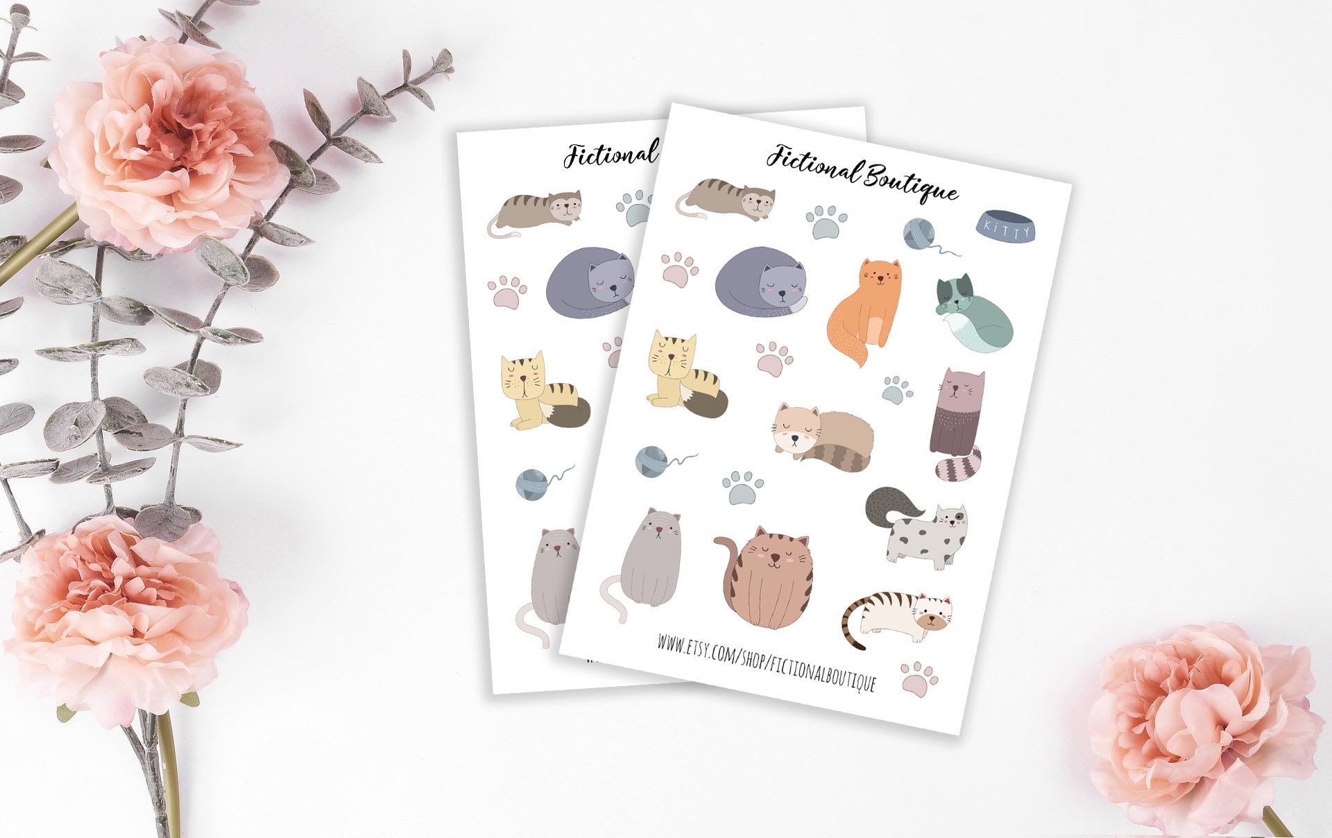 Cute Cats Sticker Sheet Cats Stickers 20 Cat Lovers | Etsy