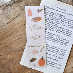 Fall Into Reading Autumn Bookmark, Laminated Bookmark, Bibliophile ...