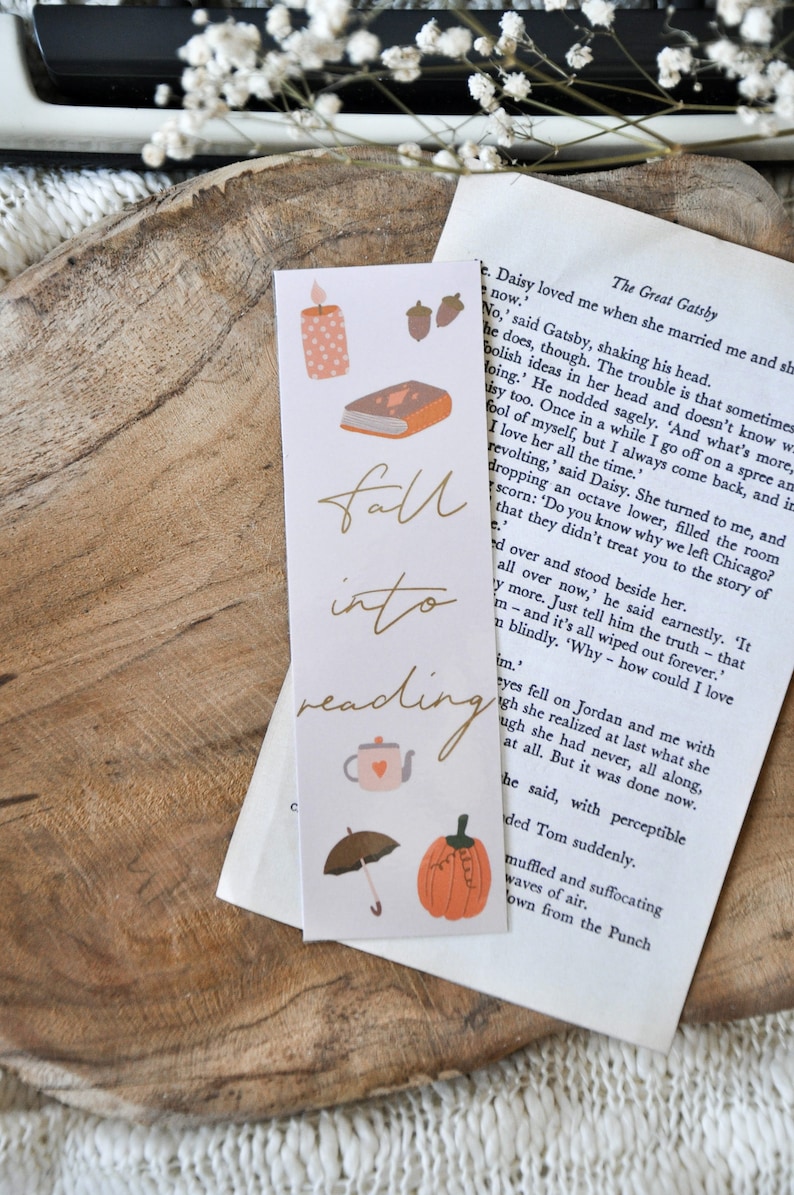 Fall Into Reading Autumn Bookmark Laminated Bookmark - Etsy