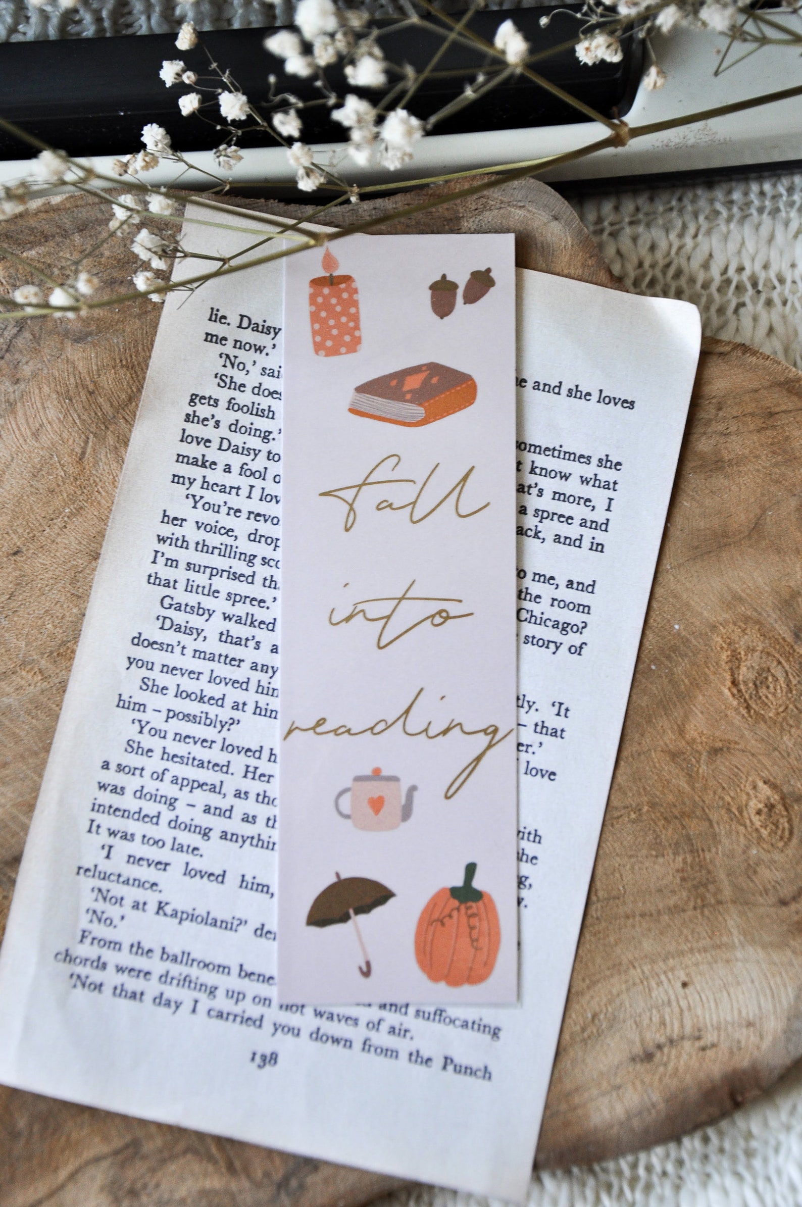 Fall Into Reading Autumn Bookmark Laminated Bookmark | Etsy