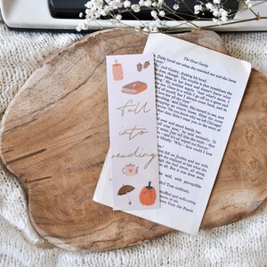 Fall Into Reading Autumn Bookmark, Laminated Bookmark, Bibliophile ...