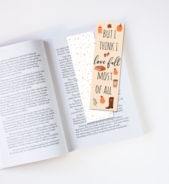 I Love Fall Autumn Bookmark Laminated Bookmark Bibliophile | Etsy