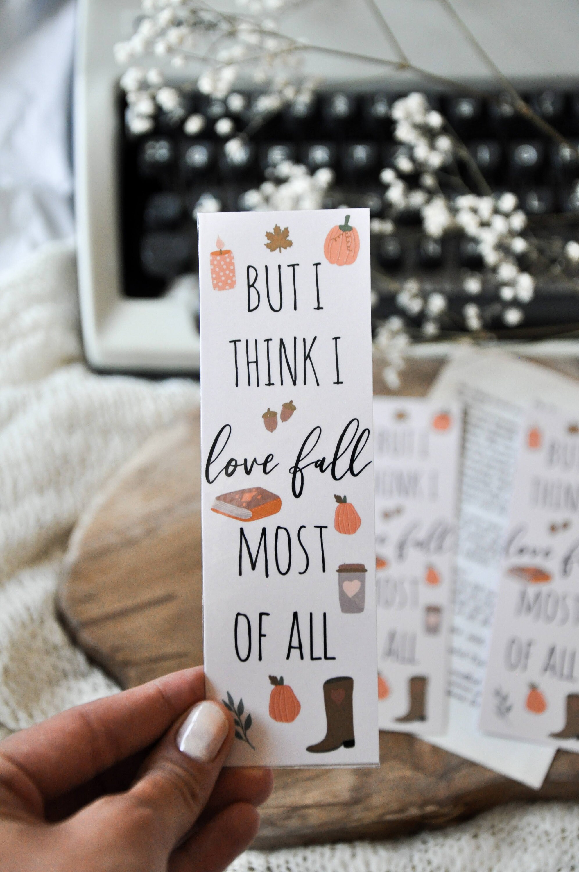 I Love Fall Autumn Bookmark Laminated Bookmark Bibliophile | Etsy